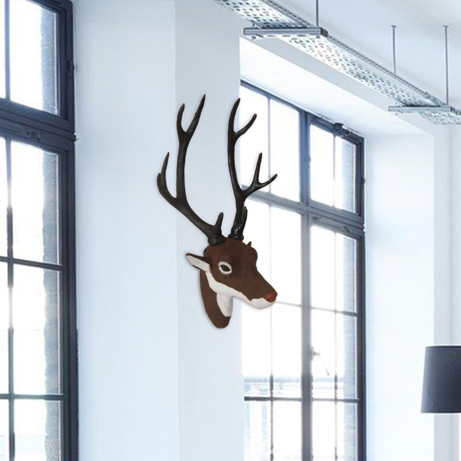 Wall Mounted Faux Deer Head, Rustic Fall Decor Handcrafted Removable ...
