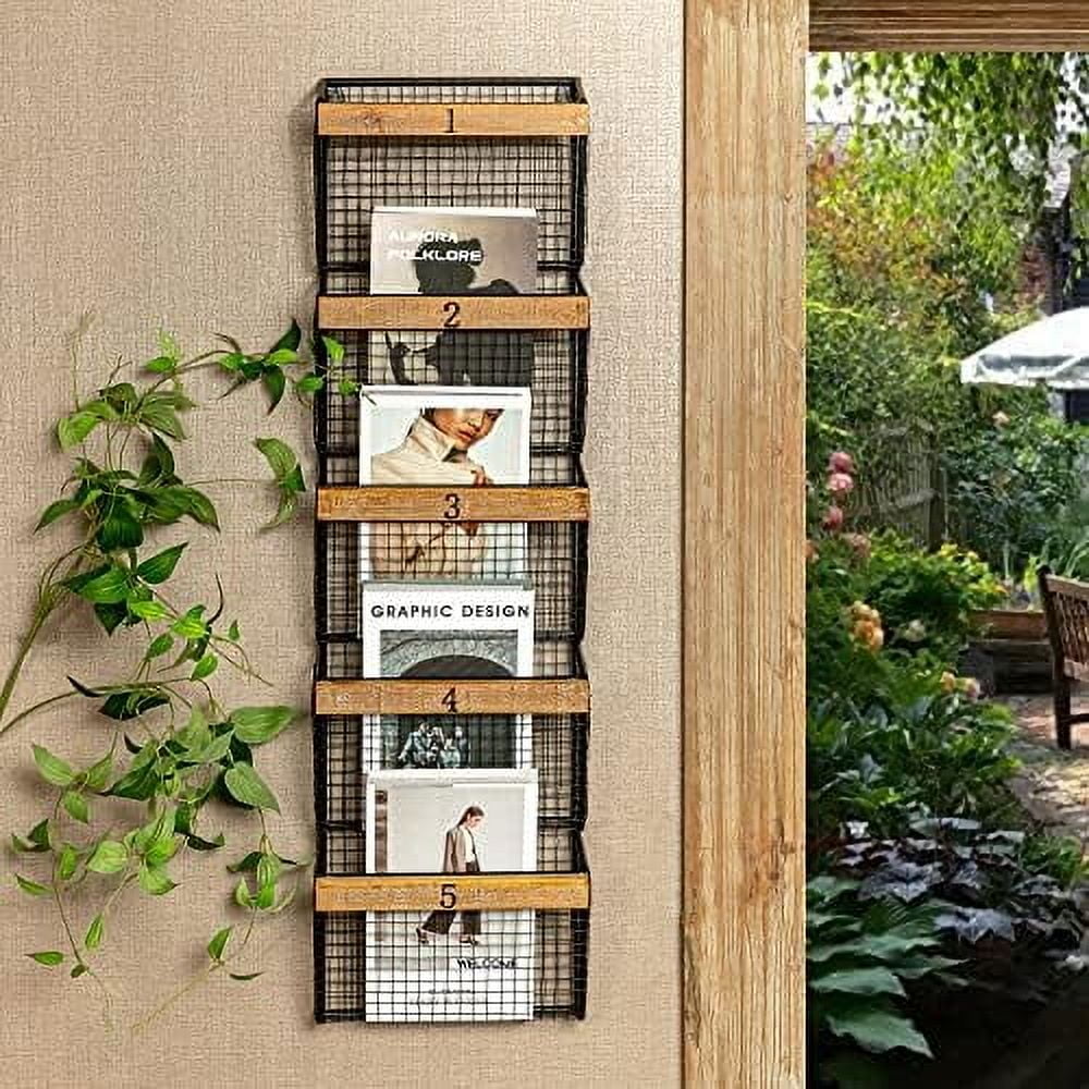 Wall Mounted File Manazine Mail Rack Holder, Metal Basket Shelf Wall ...