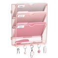 Wall Mounted File Organizer, Hanging Metal Mesh Mail Holder with Key ...