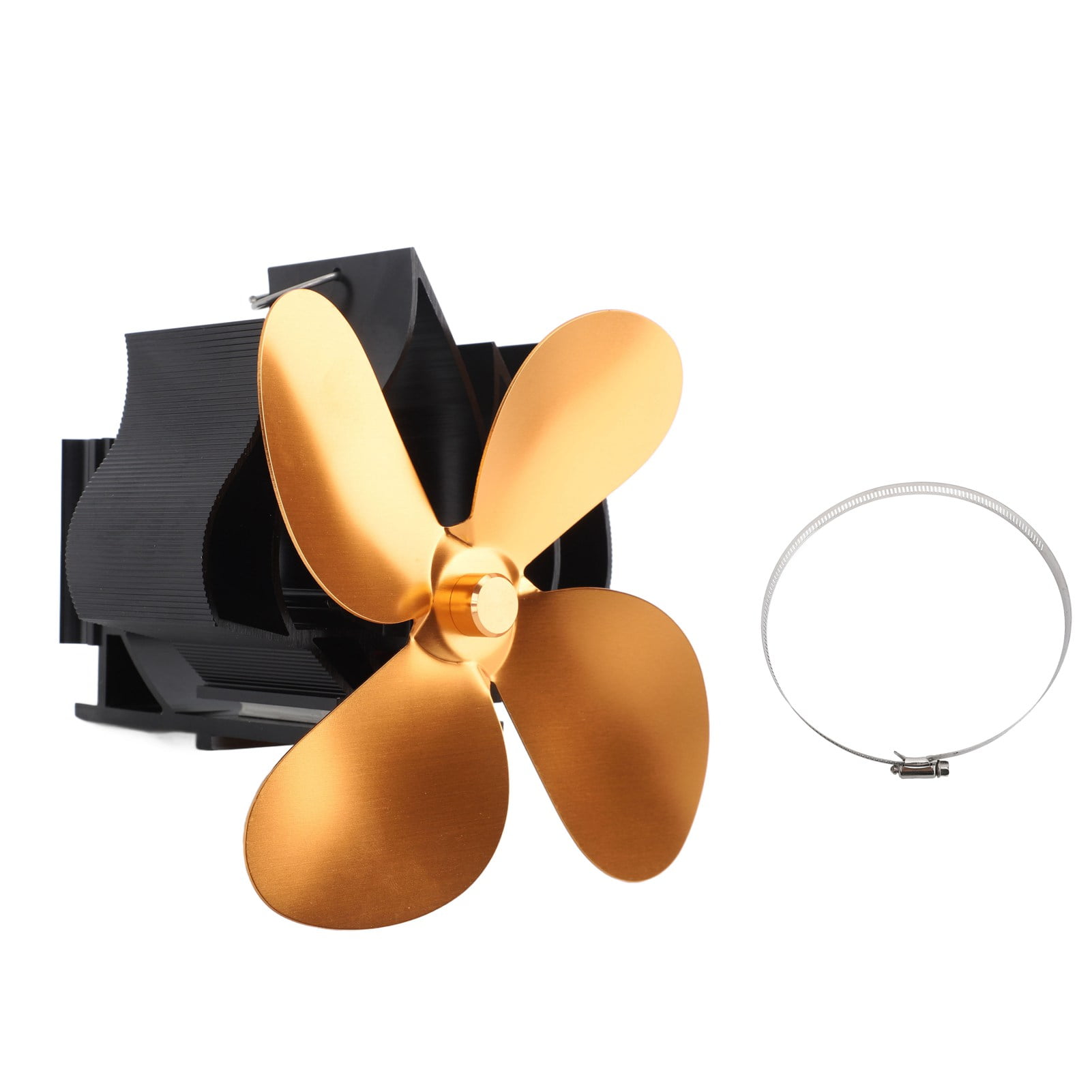 Wall Mounted Fireplace Fan 4 Blade Heat Powered Wood Stove Fan for Wood ...