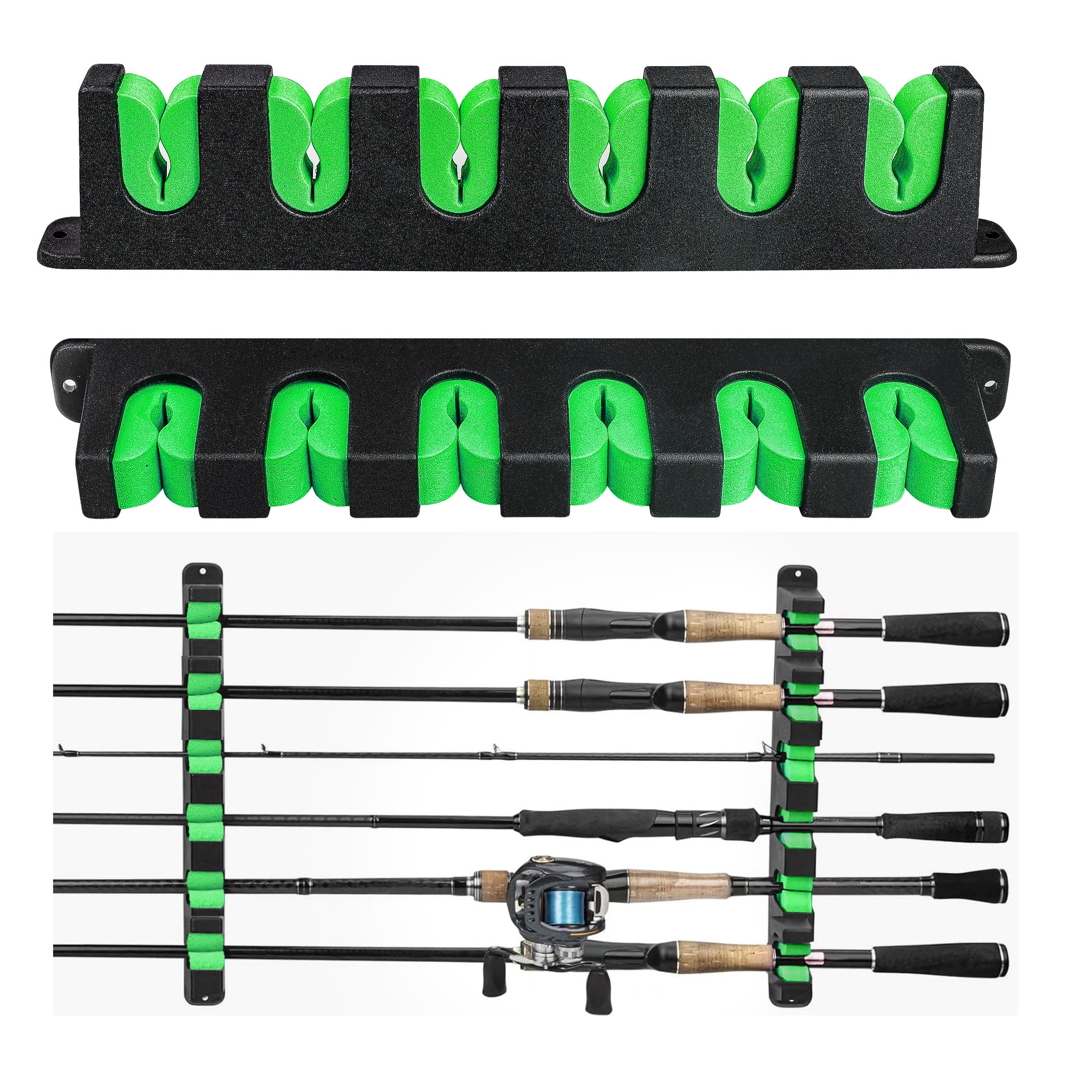 EEEkit Wall Mounted Fishing Rod Holder, EVA 6 Rod Storage Racks ...