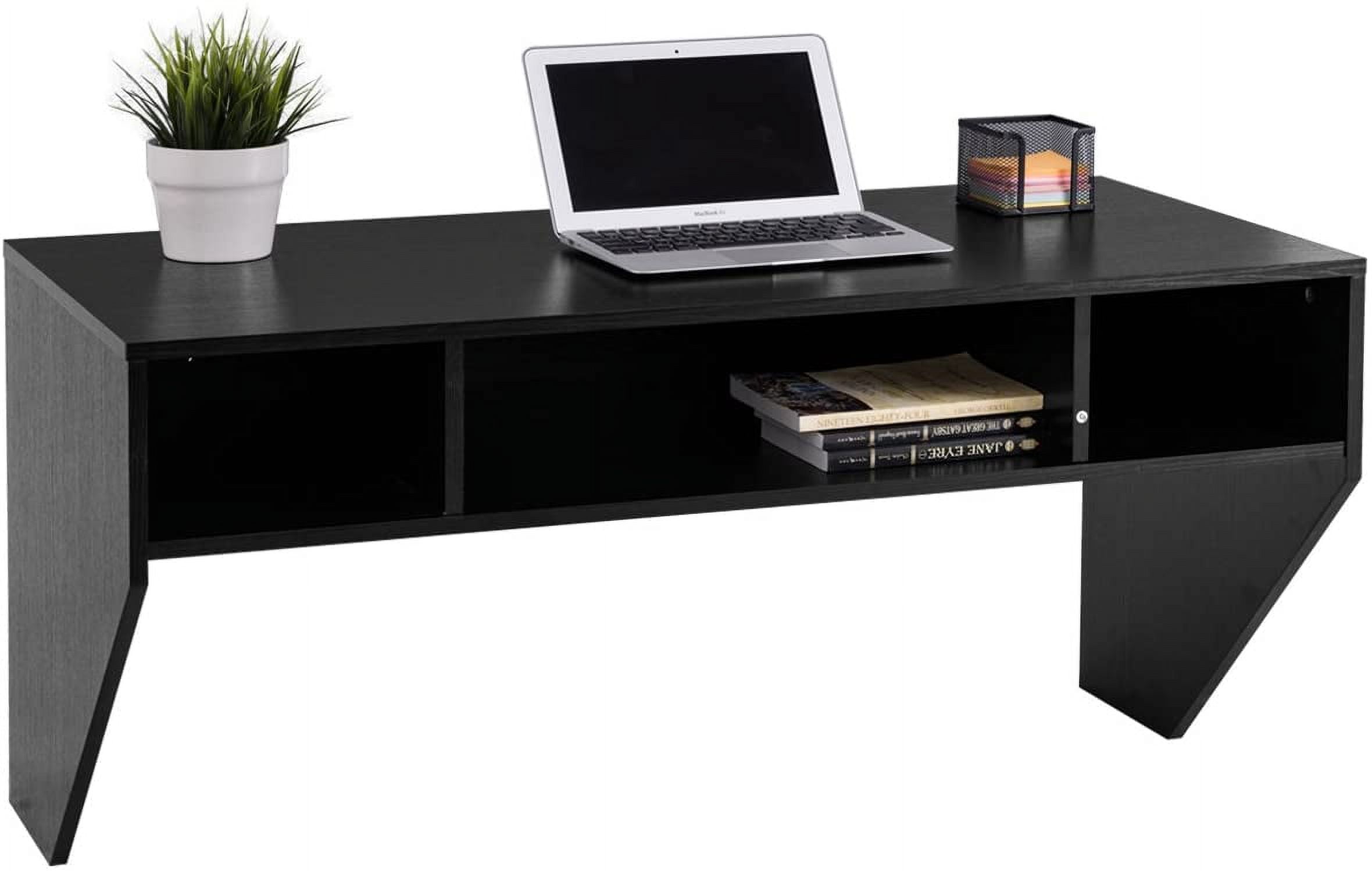 Wall Mounted Floating Computer Desk with Storage Shelves for Home ...