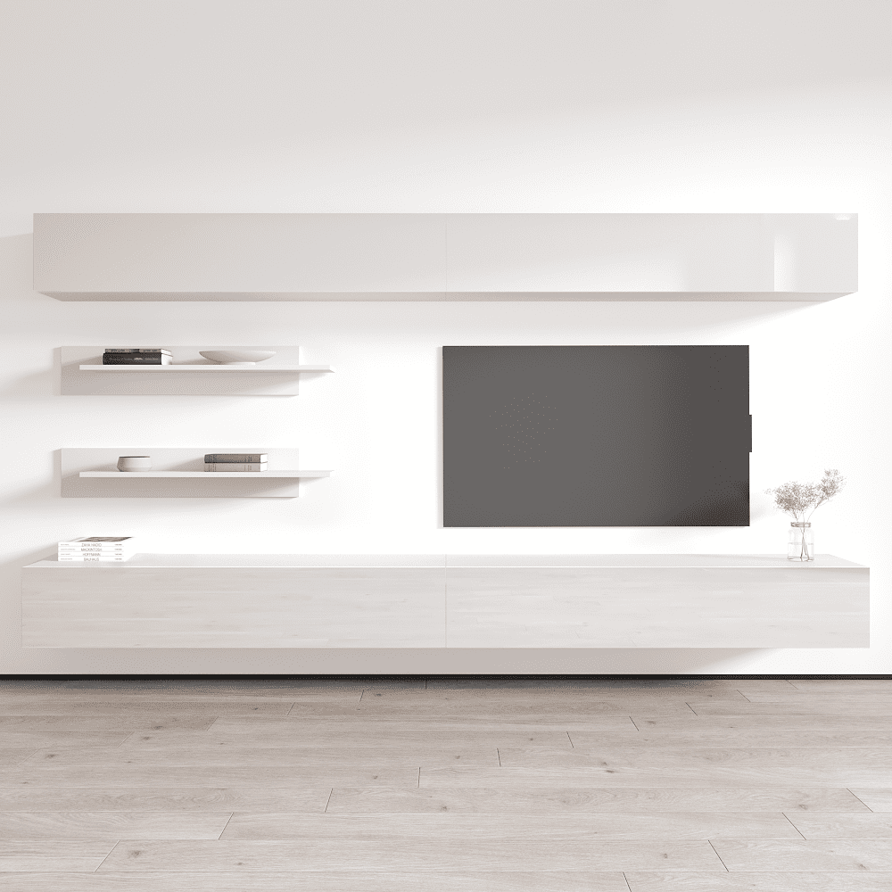 Wall Mounted Floating Modern Entertainment Center Fly I, White, I1 ...