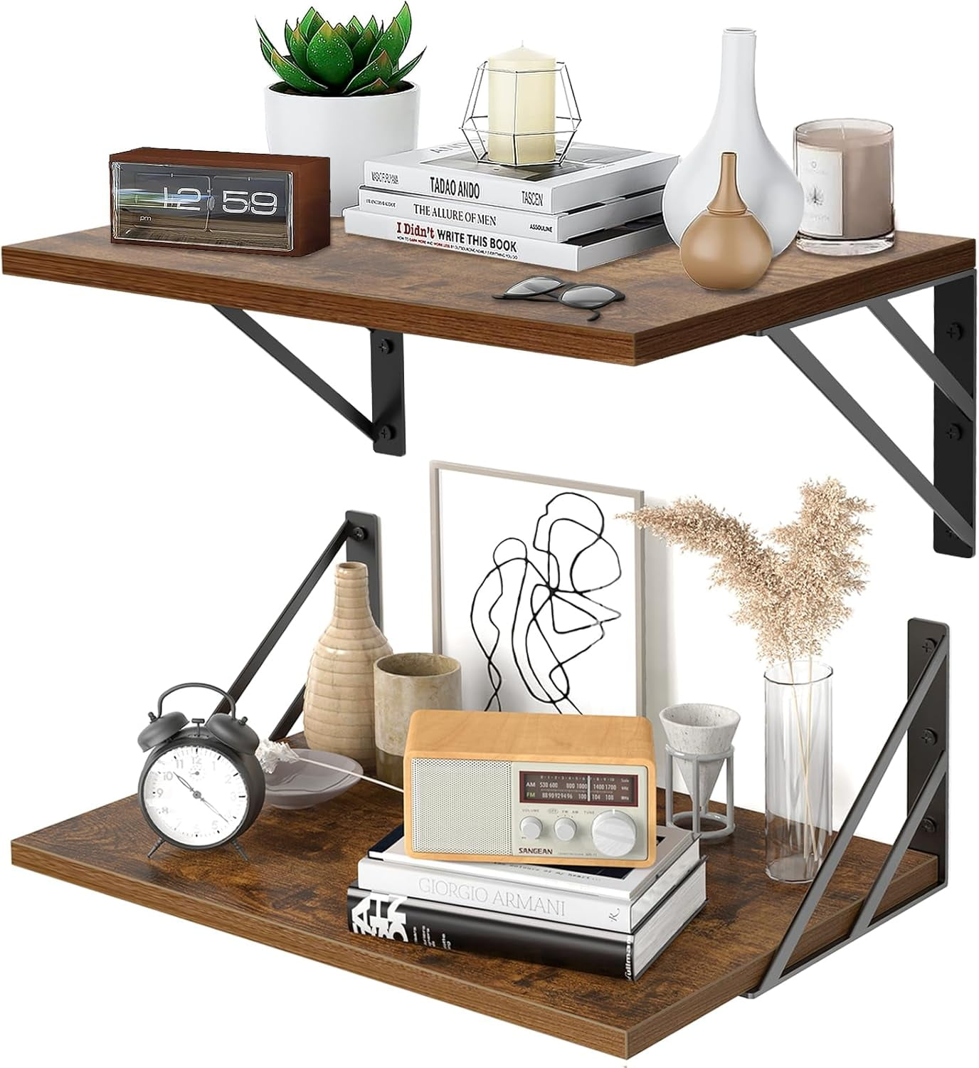 Wall Mounted Floating Shelves, 12 Inch Deep Projector Shelf Set of 2 ...