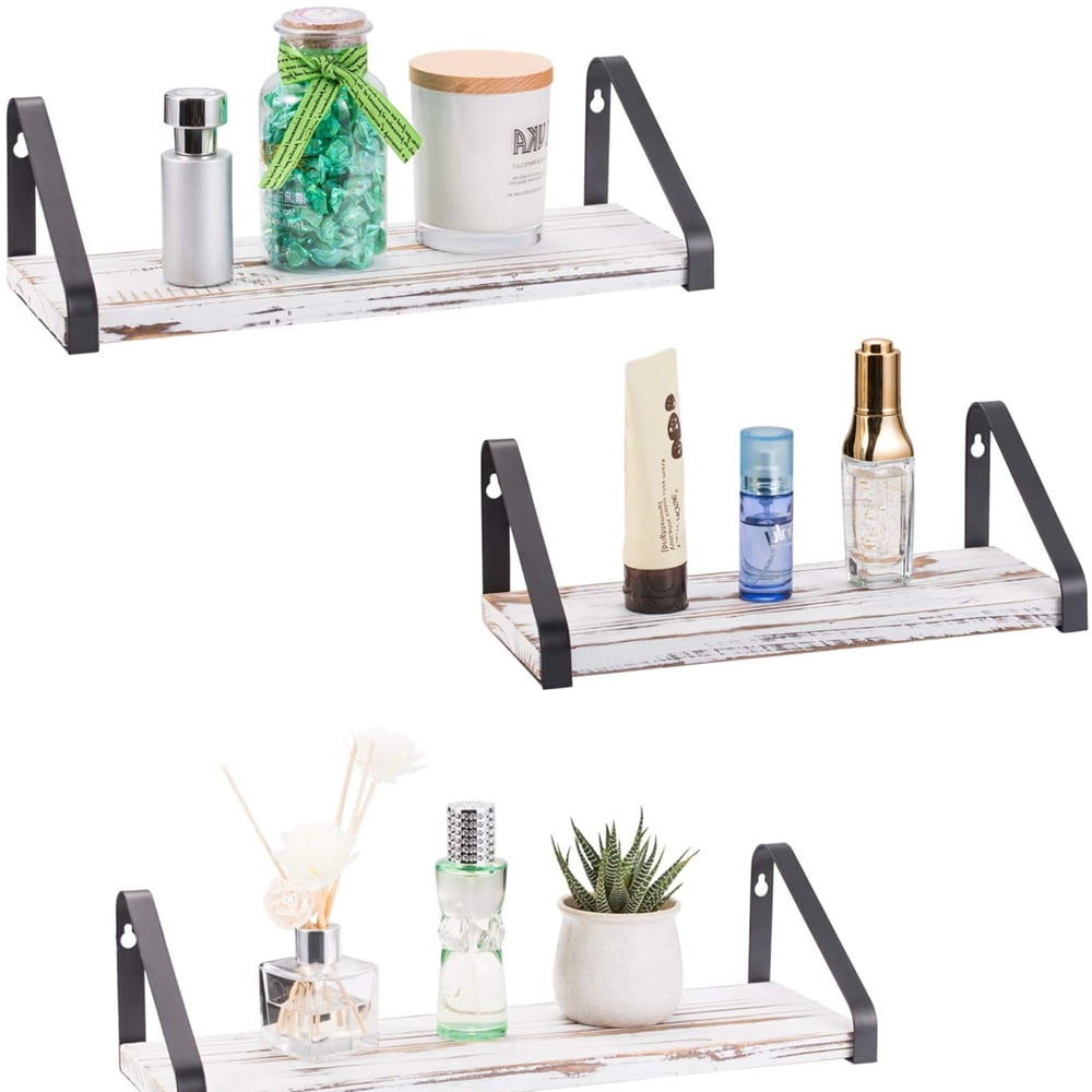 Wall-Mounted Floating Shelves Wood Wall Display Shelves Room Rack Set ...