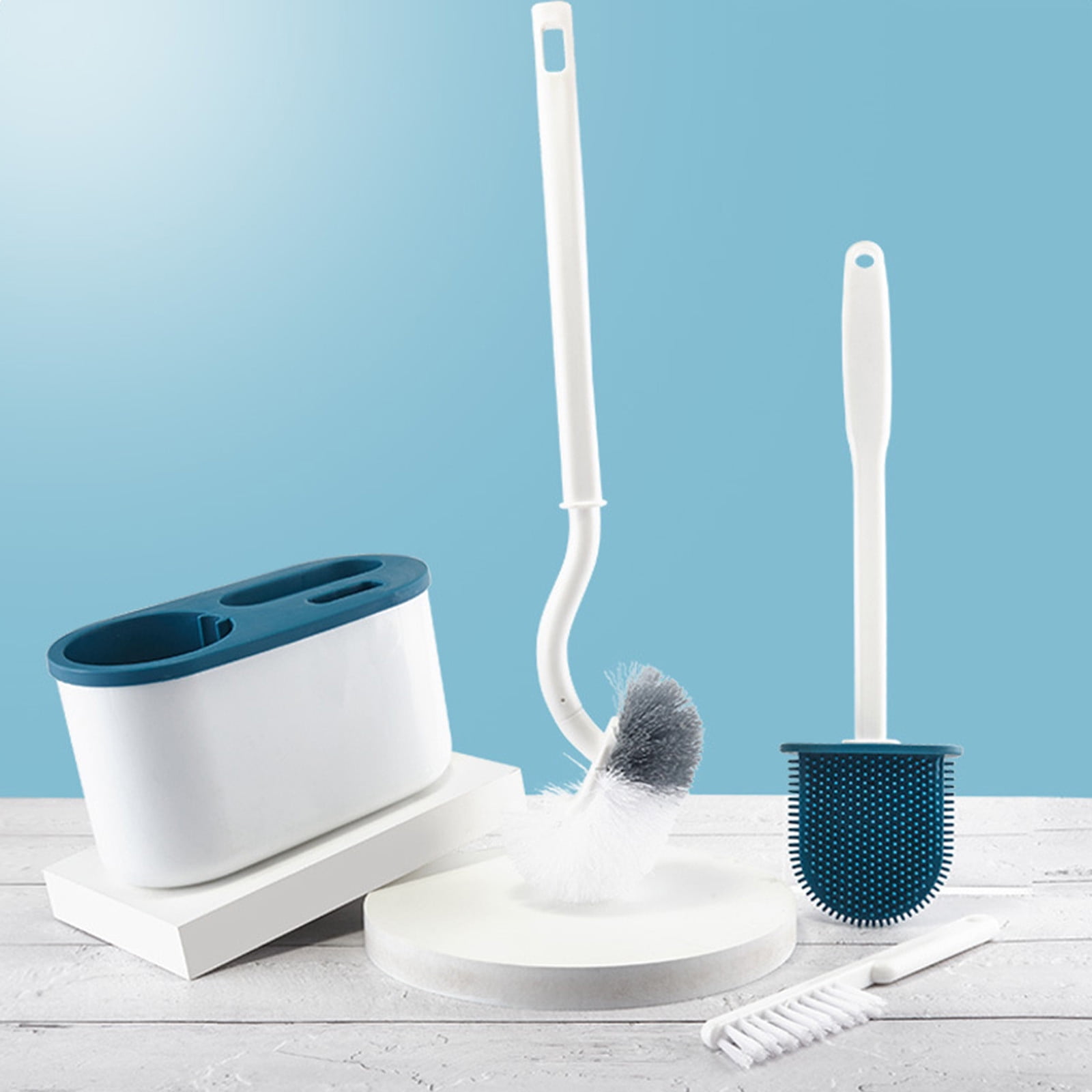 Wall-Mounted & Floor-to-Ceiling Toilet Brush Set | 360° Cleaning No ...