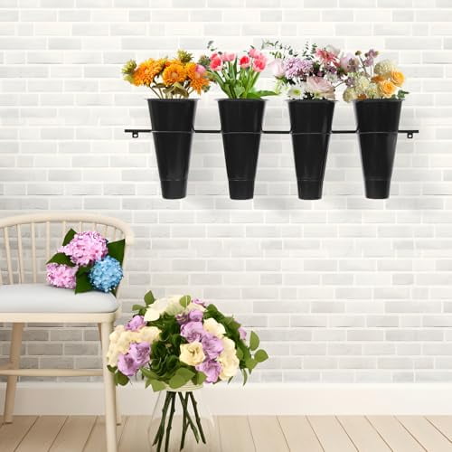 Wall Mounted Flower Display Stand with 4 Buckets Modern Flower Holder ...