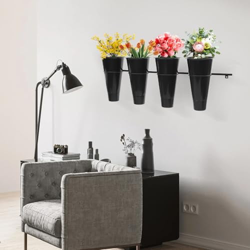 Wall Mounted Flower Display Stand with 4 Buckets Modern Flower Holder ...
