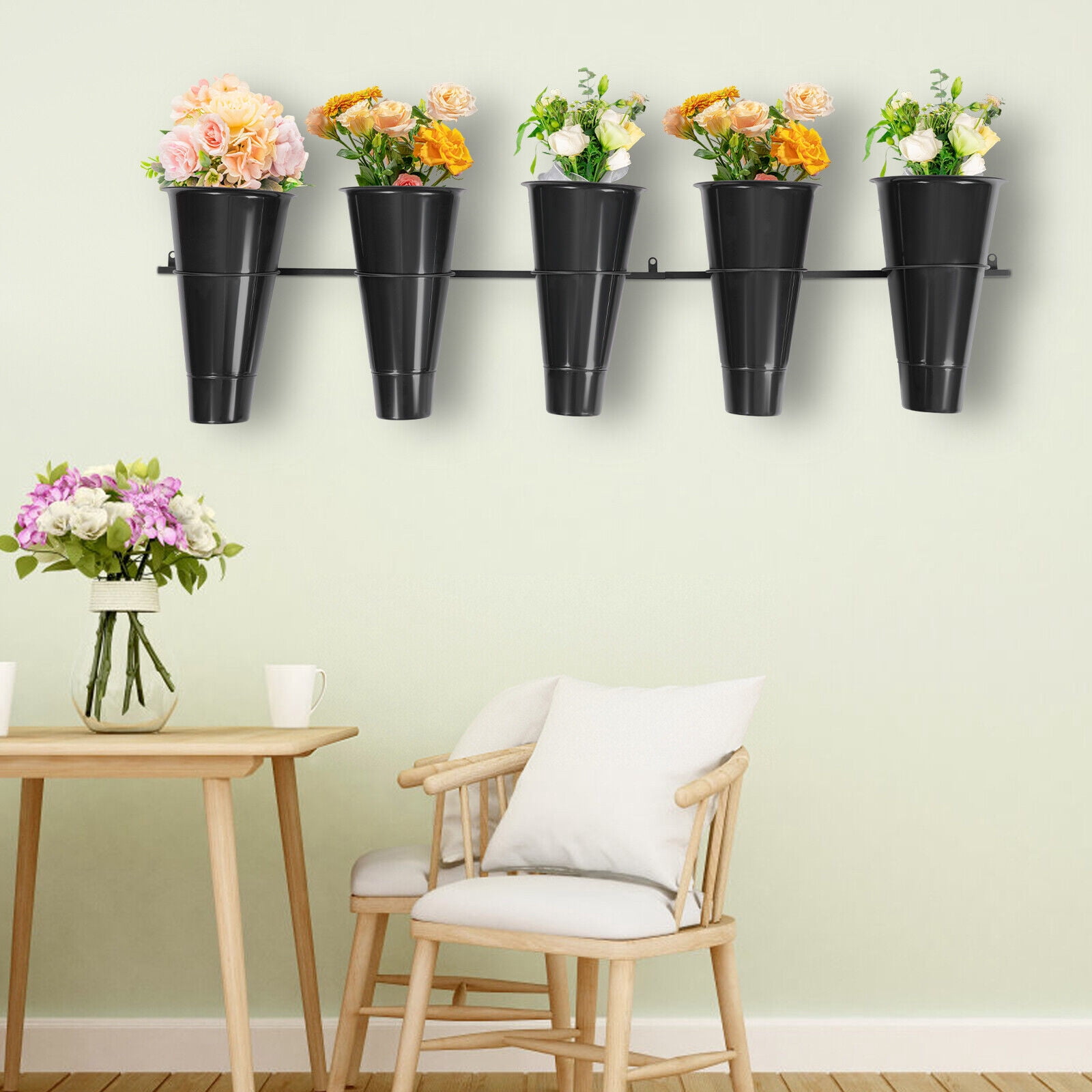 Wall-Mounted Flower Display Stand, with Buckets Plant Stand for Indoor ...