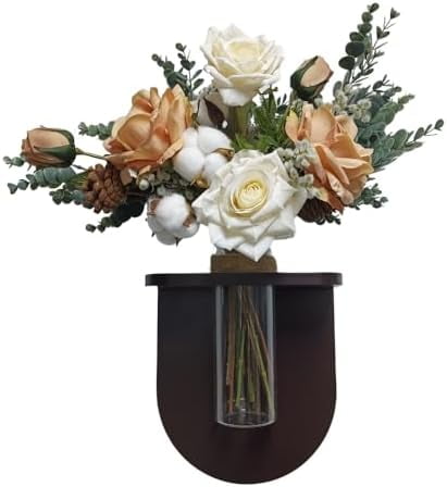 Wall Mounted Flower Vase - Wood Floating Shelf Holder, Natural Hanging ...