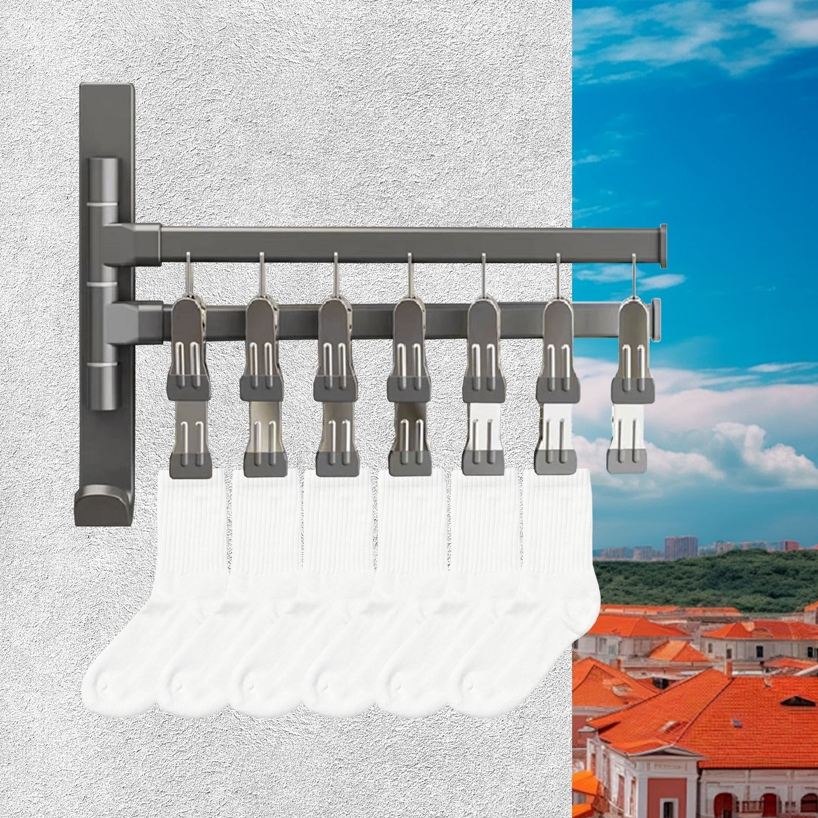 Wall-Mounted Foldable Drying Rack for Socks Underwear Clothes, Space ...