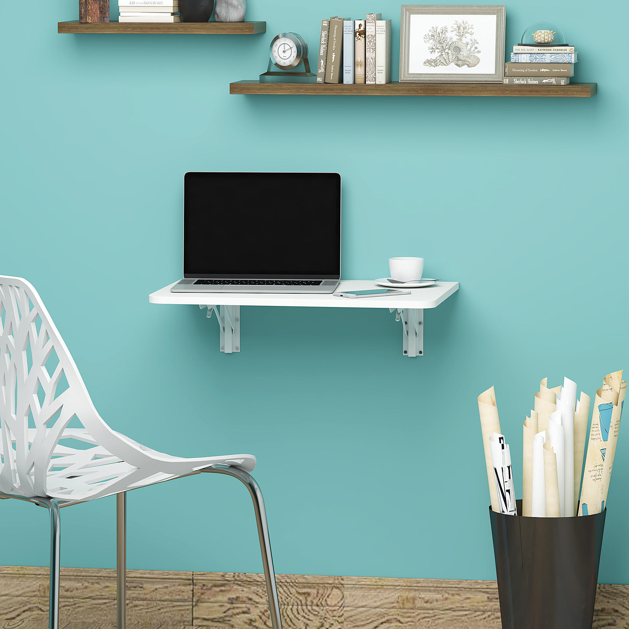 Wall Mounted Folding Computer Desk For Small Space-White - Walmart.com