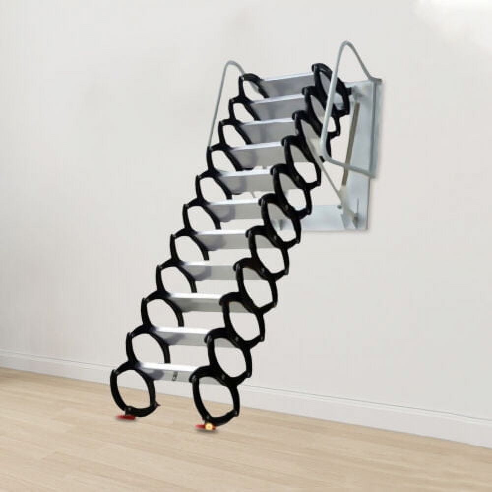 Wall Mounted Folding Ladder 12-Step Loft Stairs Attic Pull Down Home Al ...