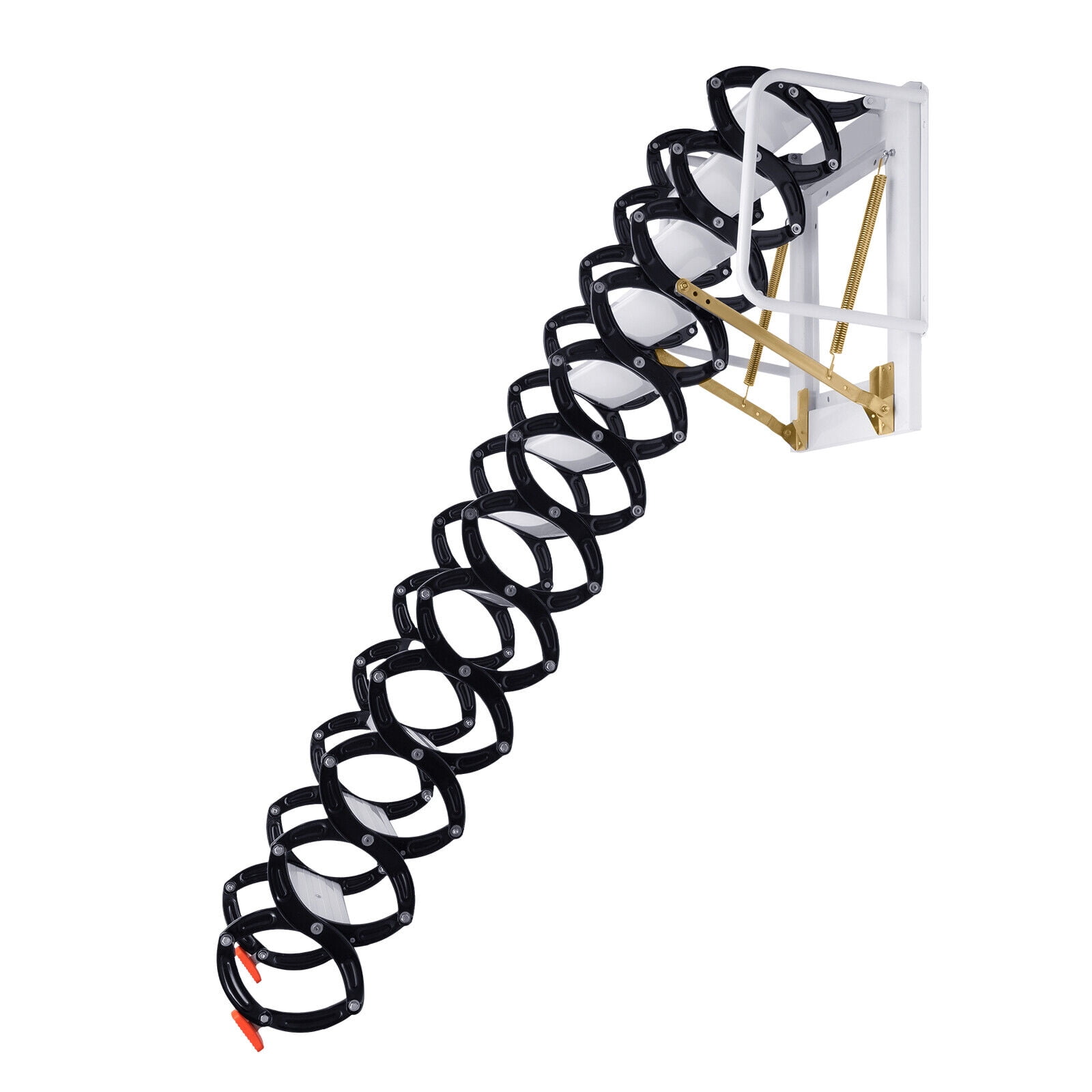 Wall Mounted Folding Ladder Loft Stairs White Attic Steps Pull Down 12 ...