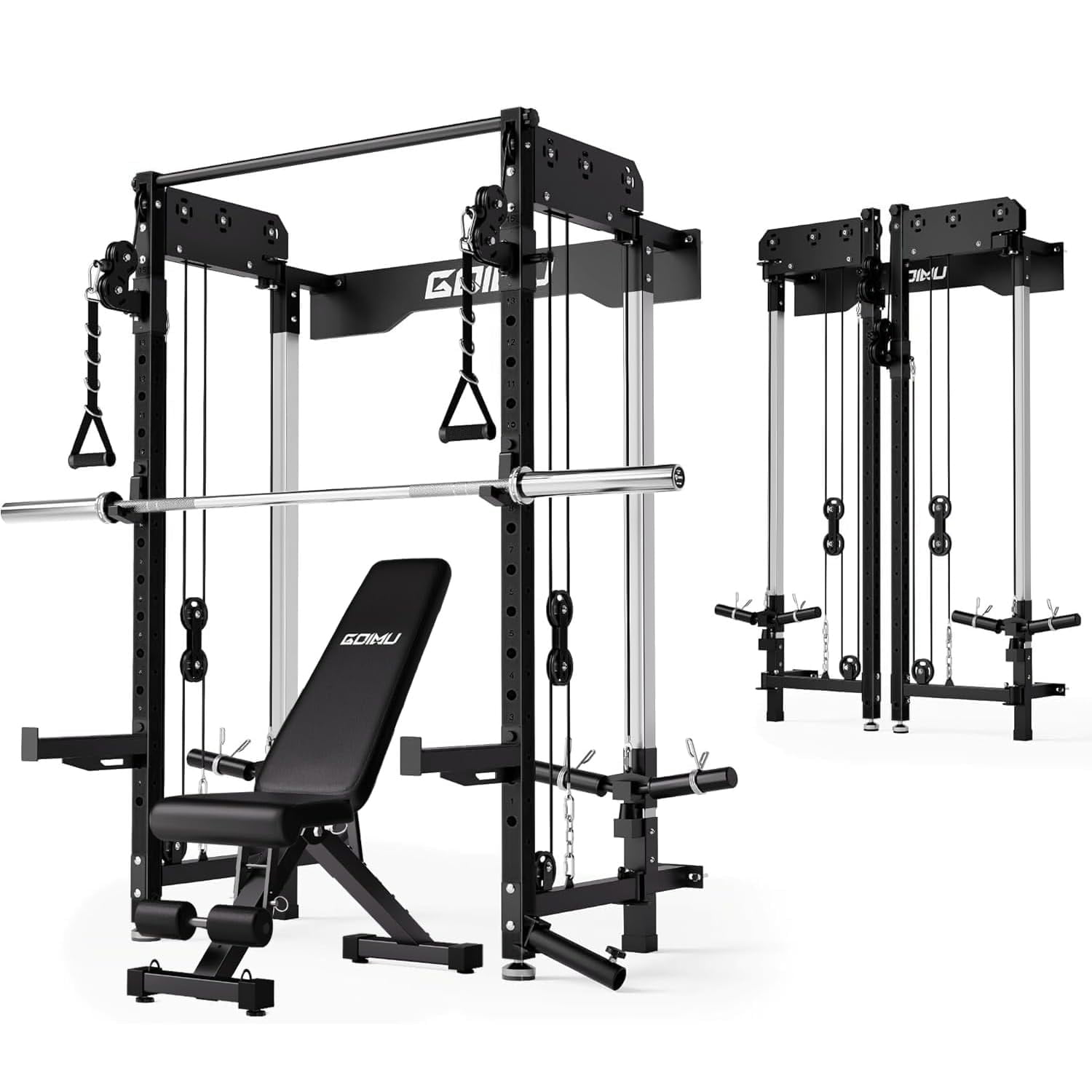 Wall Mounted Folding Squat Rack,1200 LBS Power Rack with Dual ...