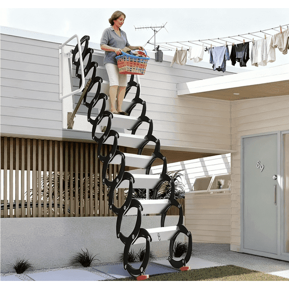 Wall-Mounted Folding Stairs, 12 Steps, 3.2m Folding Loft Staircase with ...