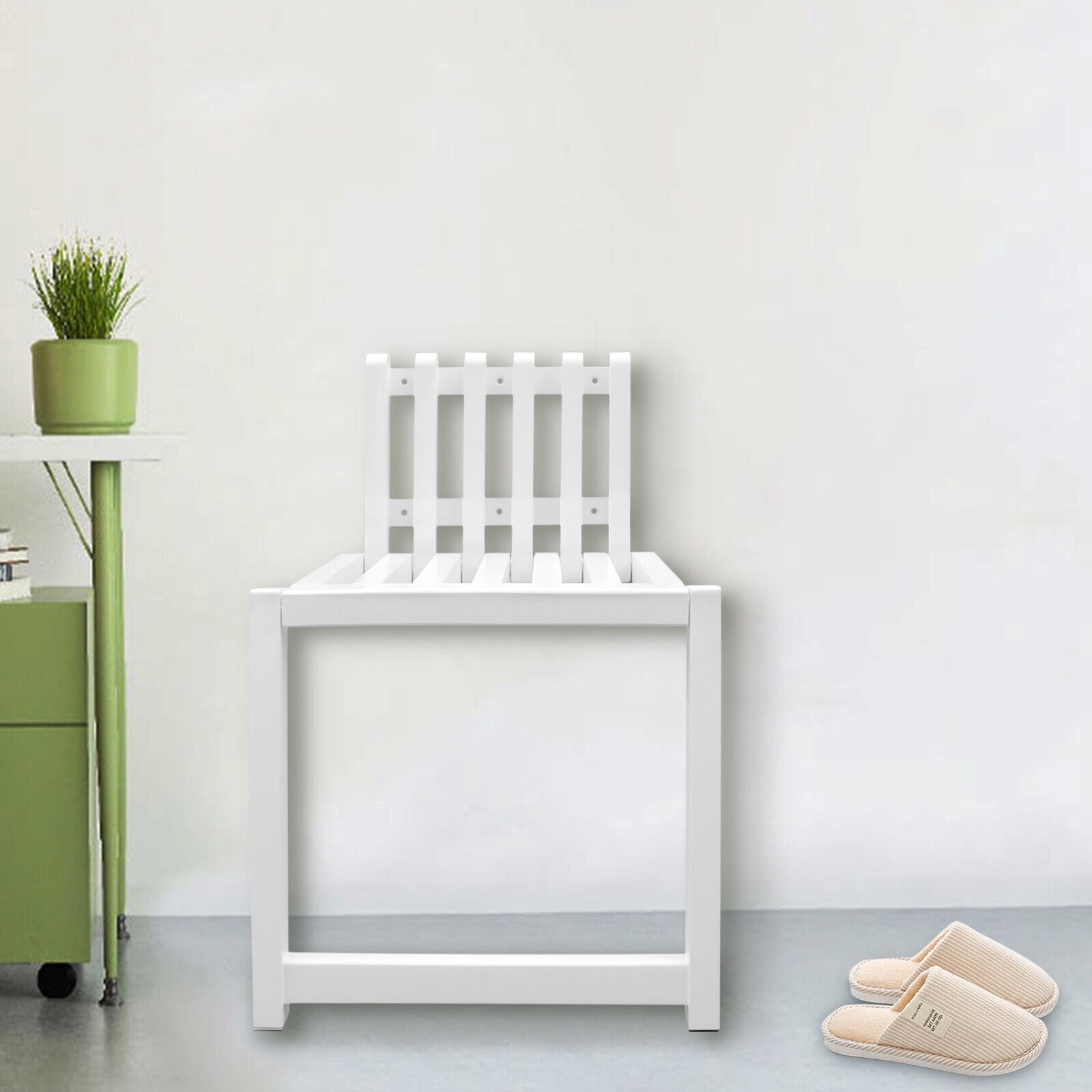 Wall- Mounted Folding Stool Solid Wood Shower Chair Bench Seat Load Max ...