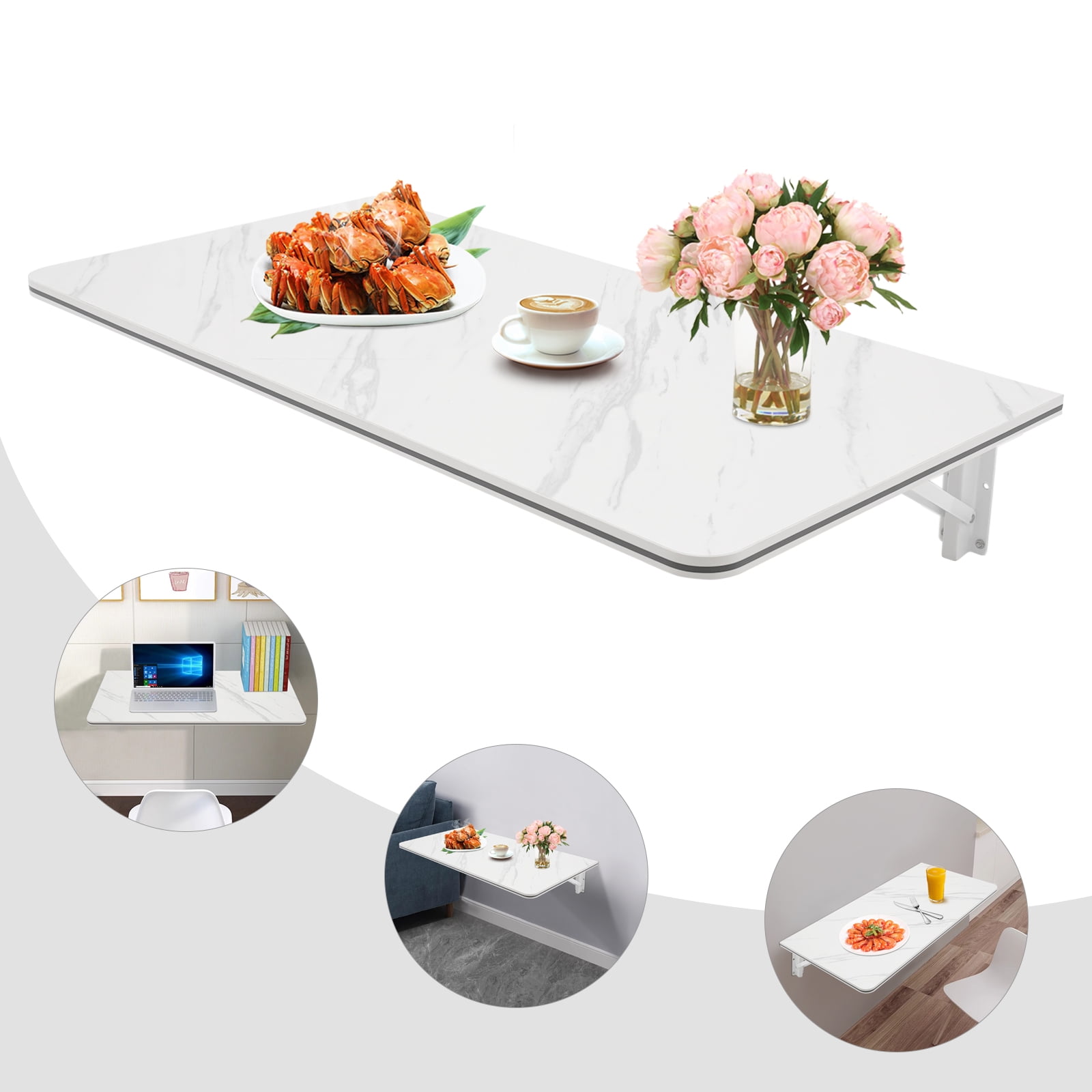 Wall Mounted Folding Table, 23.6x15.75in Folding Wall Desk Folding ...