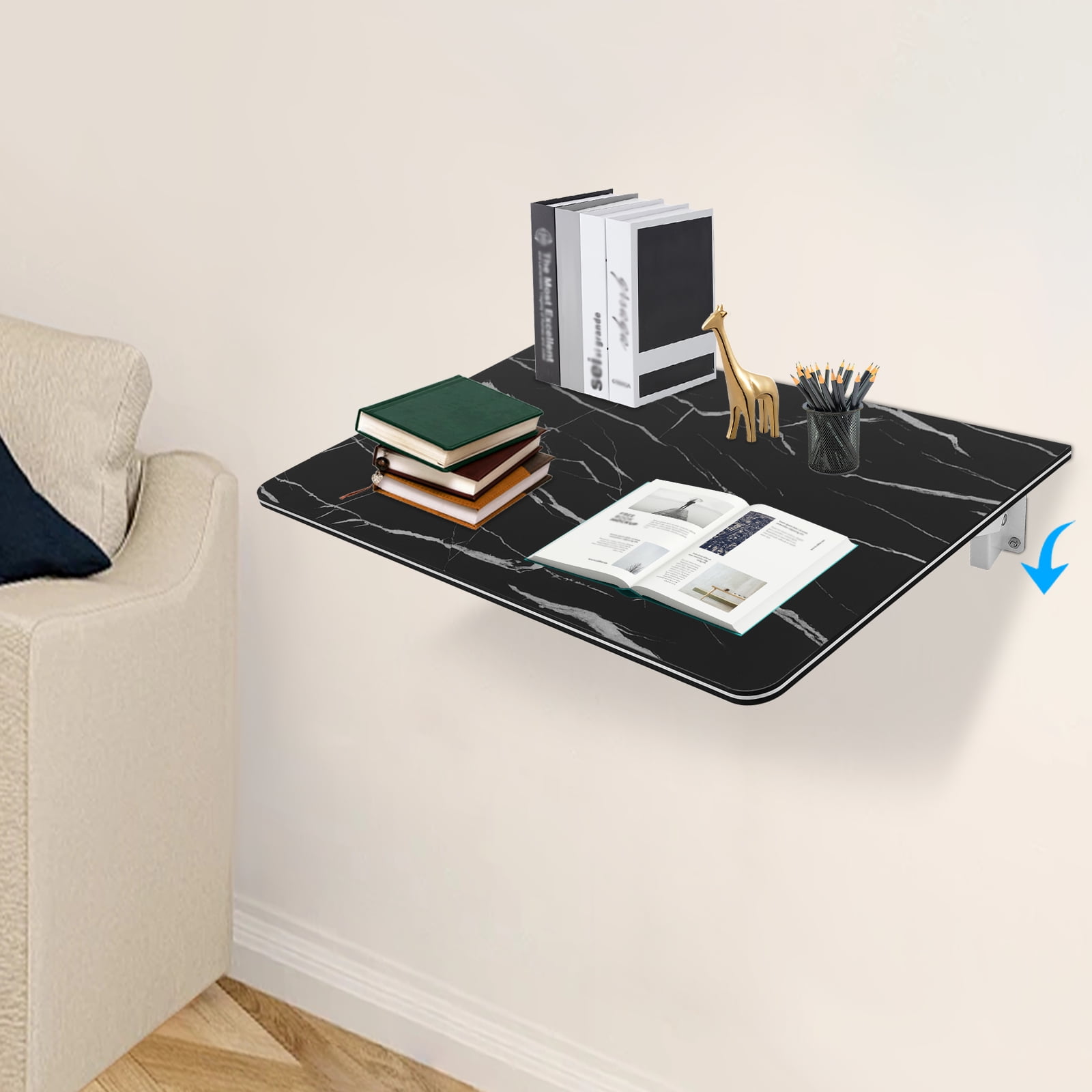 Wall Mounted Folding Table, 23.6x15.75in Folding Wall Desk Folding ...