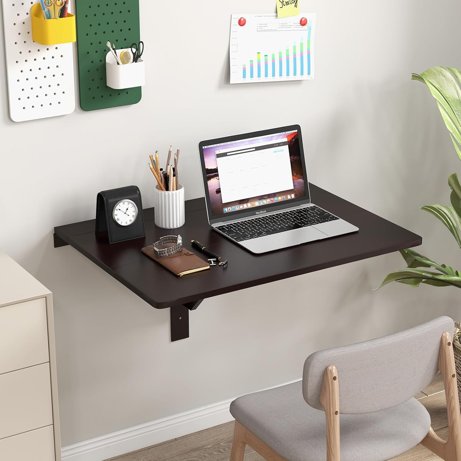 Wall Mounted Folding Table, 31.5" x 23.5" Floating Desk for Small Space ...