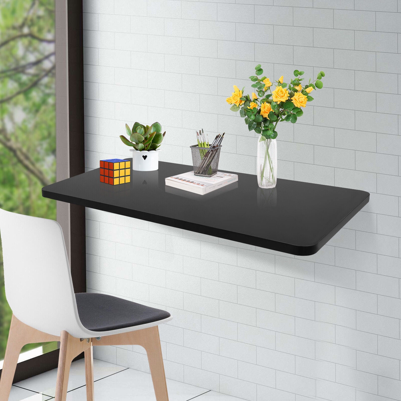 Wall Mounted Folding Table, Drop Leaf Table Floating Desk Folding Wall ...