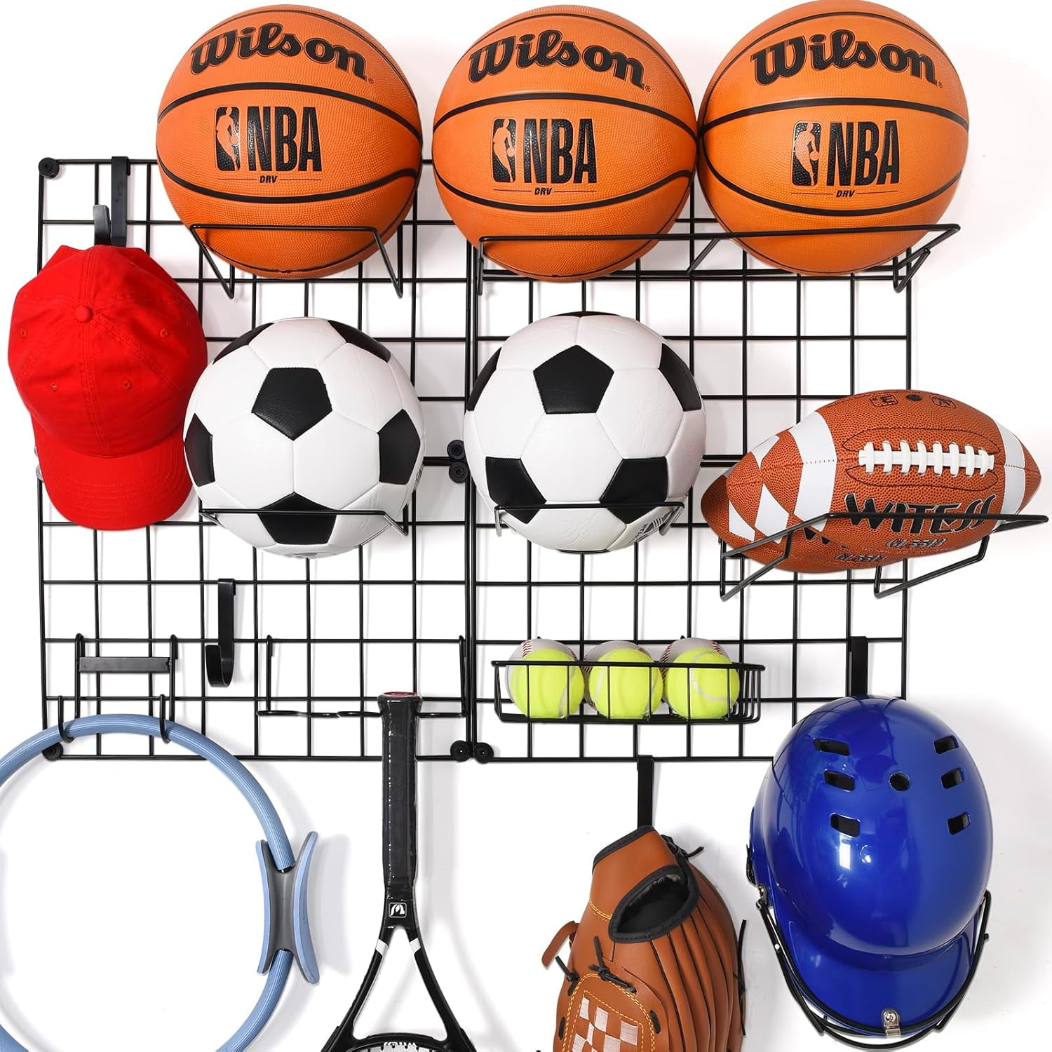 Wall Mounted Garage Sports Equipment Organizer, DIY Assembly Ball ...