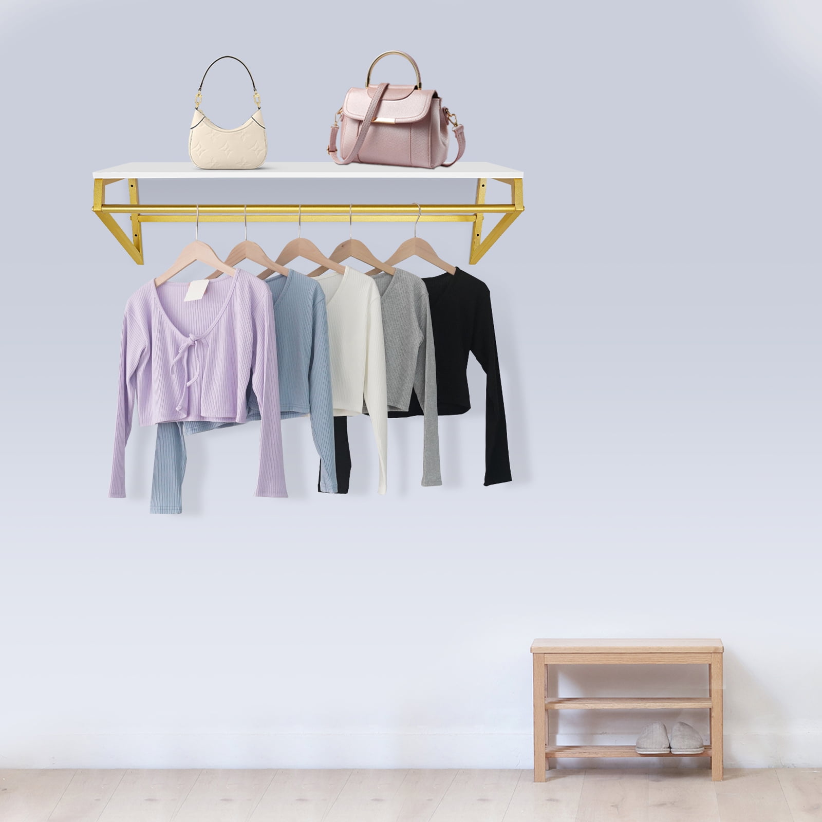 Wall Mounted Garment Rack, Display Hanging Clothes Rack 41.34*9.84*11 ...