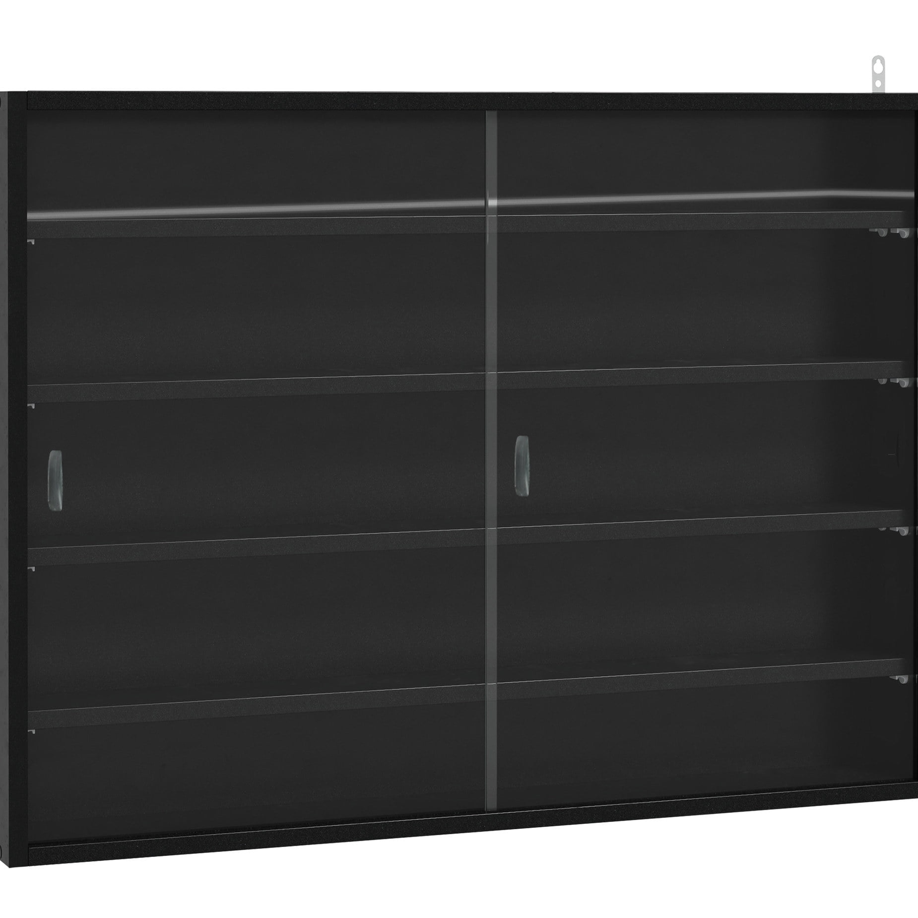 Wall-Mounted Glass Display Case with Full-Size Doors and Adjustable ...