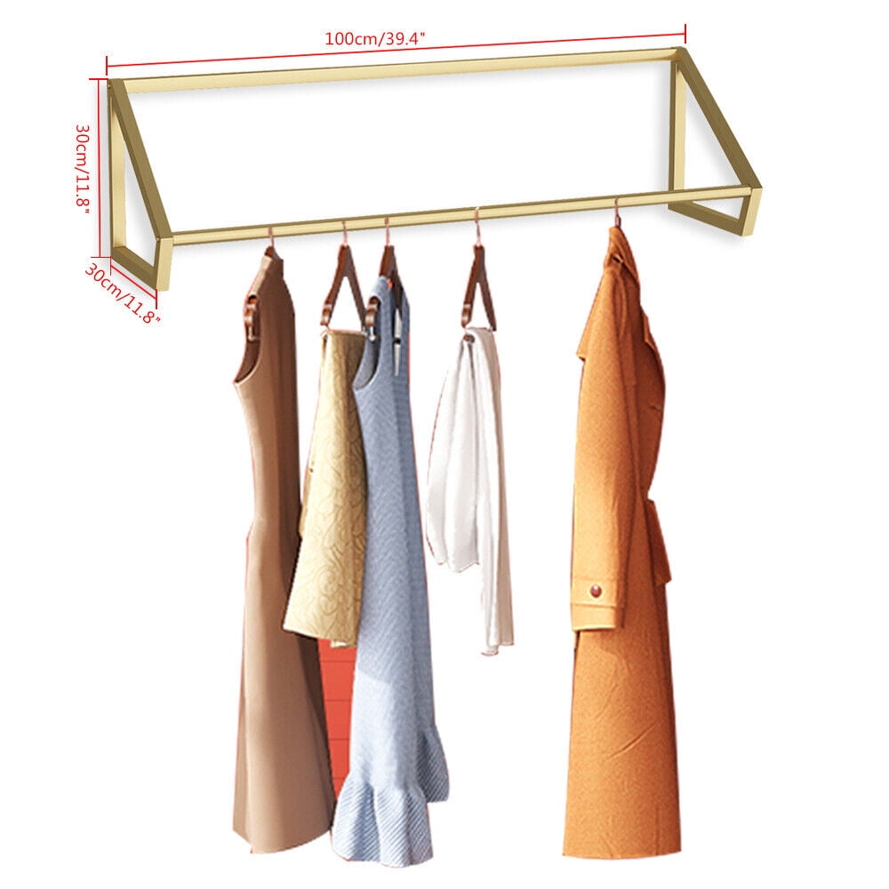 Wall-Mounted Gold Metal Clothes Display Rack Storage Garment Clothing ...