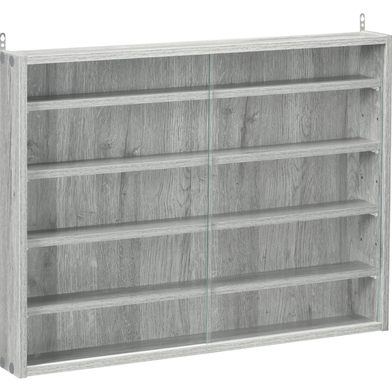 Wall-Mounted Grey Glass Display Case with Full-View Doors / Display ...