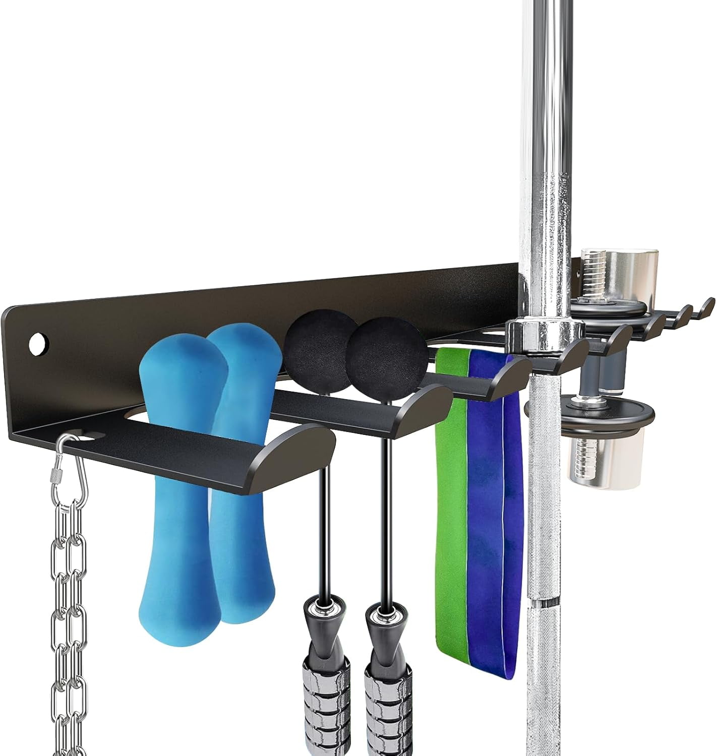 Wall-Mounted Gym Equipment Storage Rack - Home Gym Resistance Band Rack ...