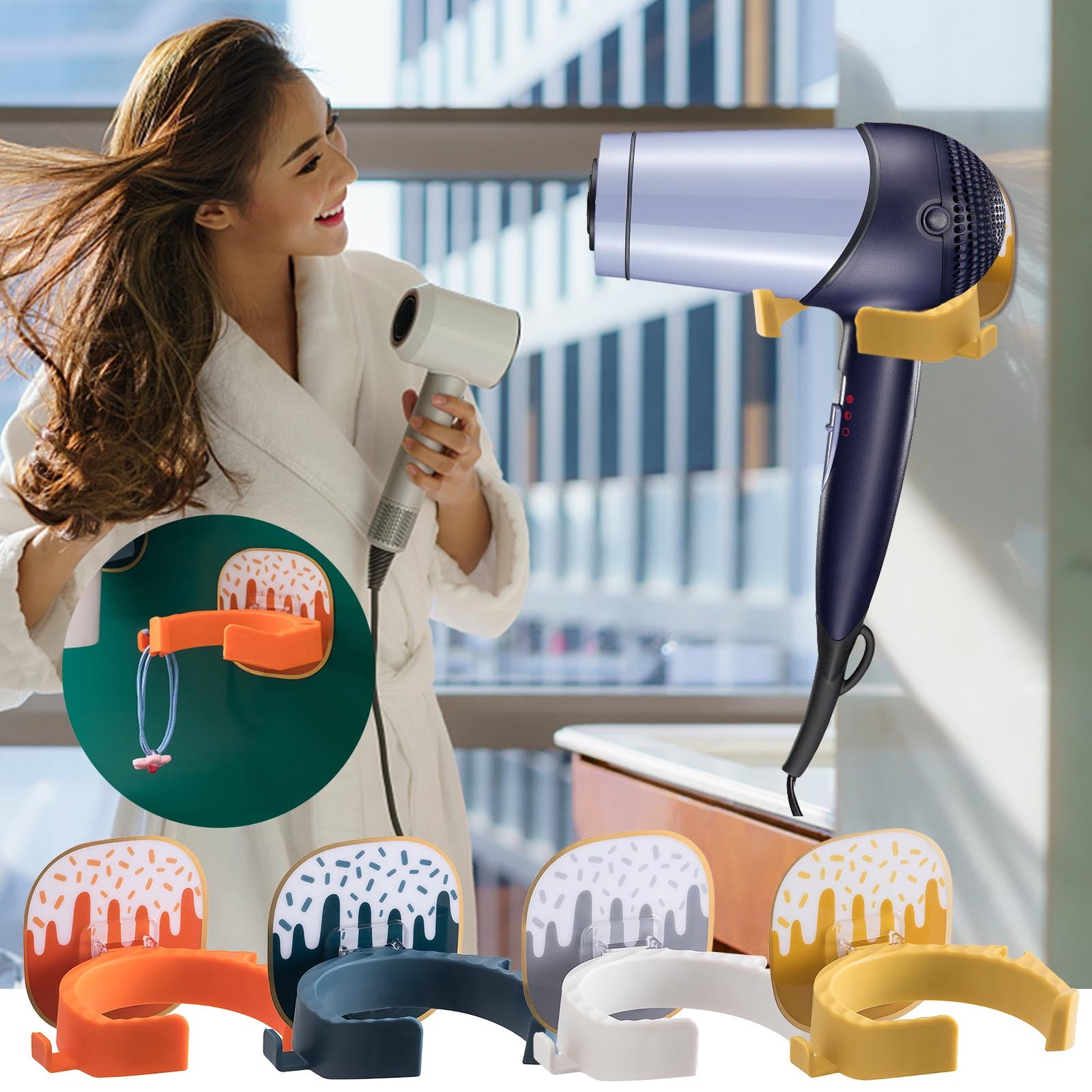 Wall-Mounted Hair Dryer Rack, Duct Shelf Organizer, Rustproof Metal ...