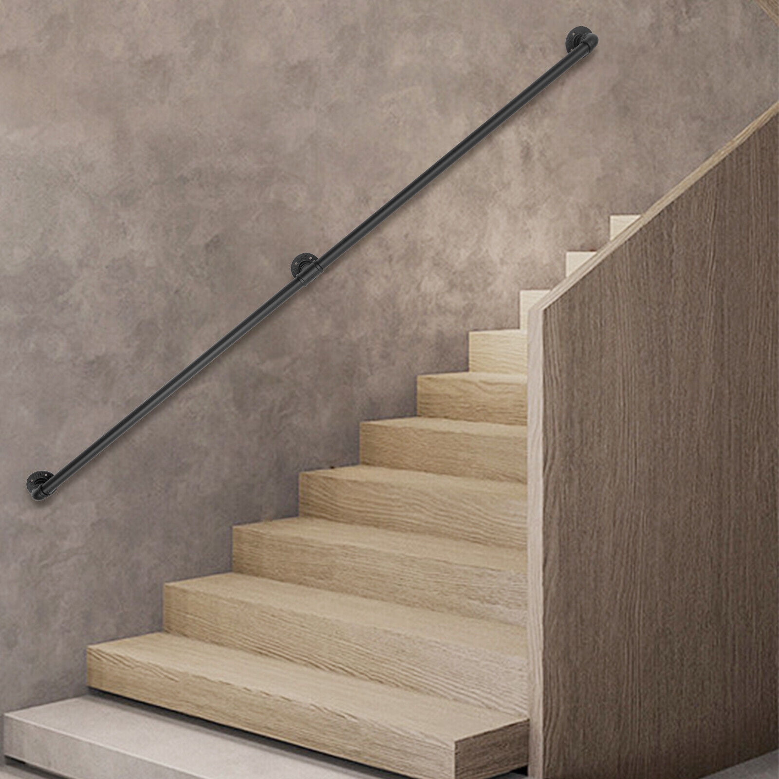 Wall-Mounted Handrail, 6.6ft Villas Loft Bar Pipe Industrial Staircase ...