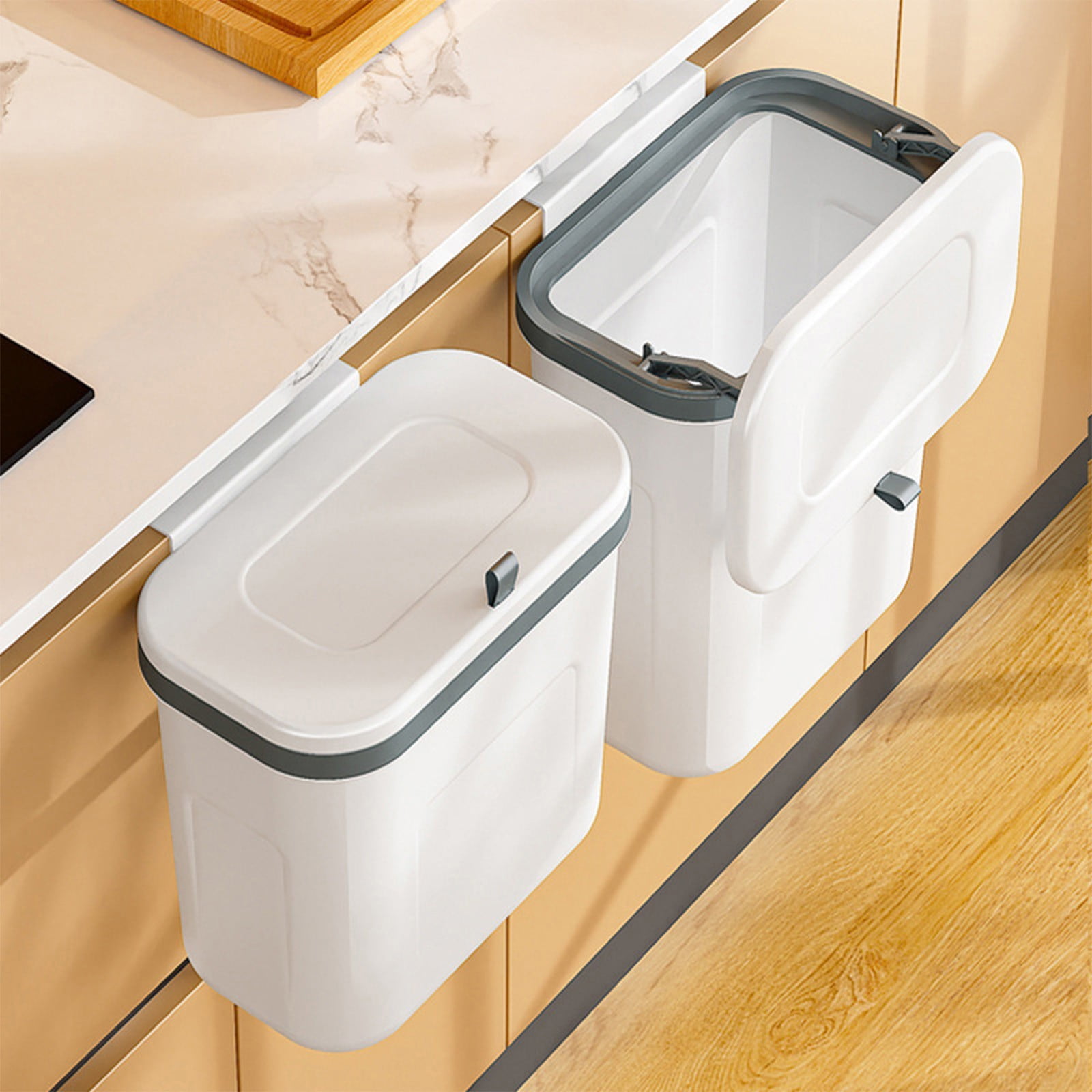 Wall Mounted Hanging Trash Can | Kitchen Cabinet Storage Bin | Plastic ...