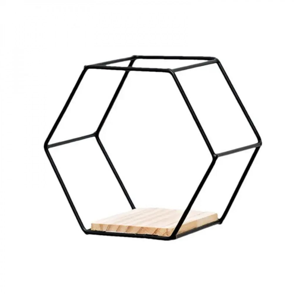 Wall Mounted Hexagon Shelf Handicraft Display Rack Floating Wall Shelf ...