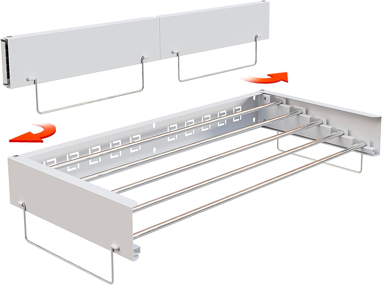 Wall Mounted Hidden Clothes Drying Rack - Pull-Out Laundry Organizer ...