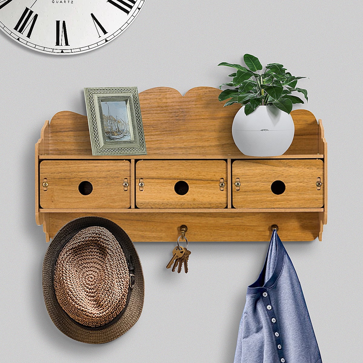 Wall Mounted Holder Rack Shelf Cabinet, with 3 Drawers, Storage ...