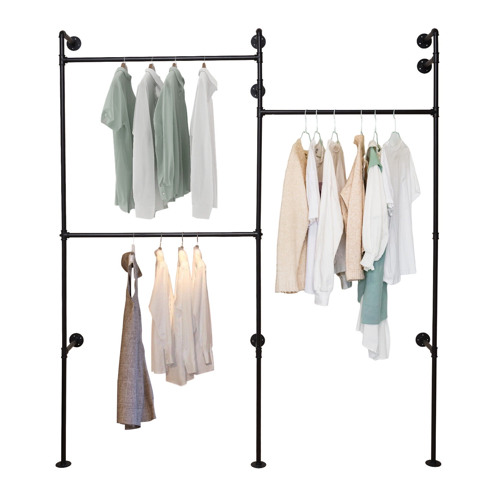Wall Mounted Industrial Pipe Clothing Rack Garment Rack Pipeline ...