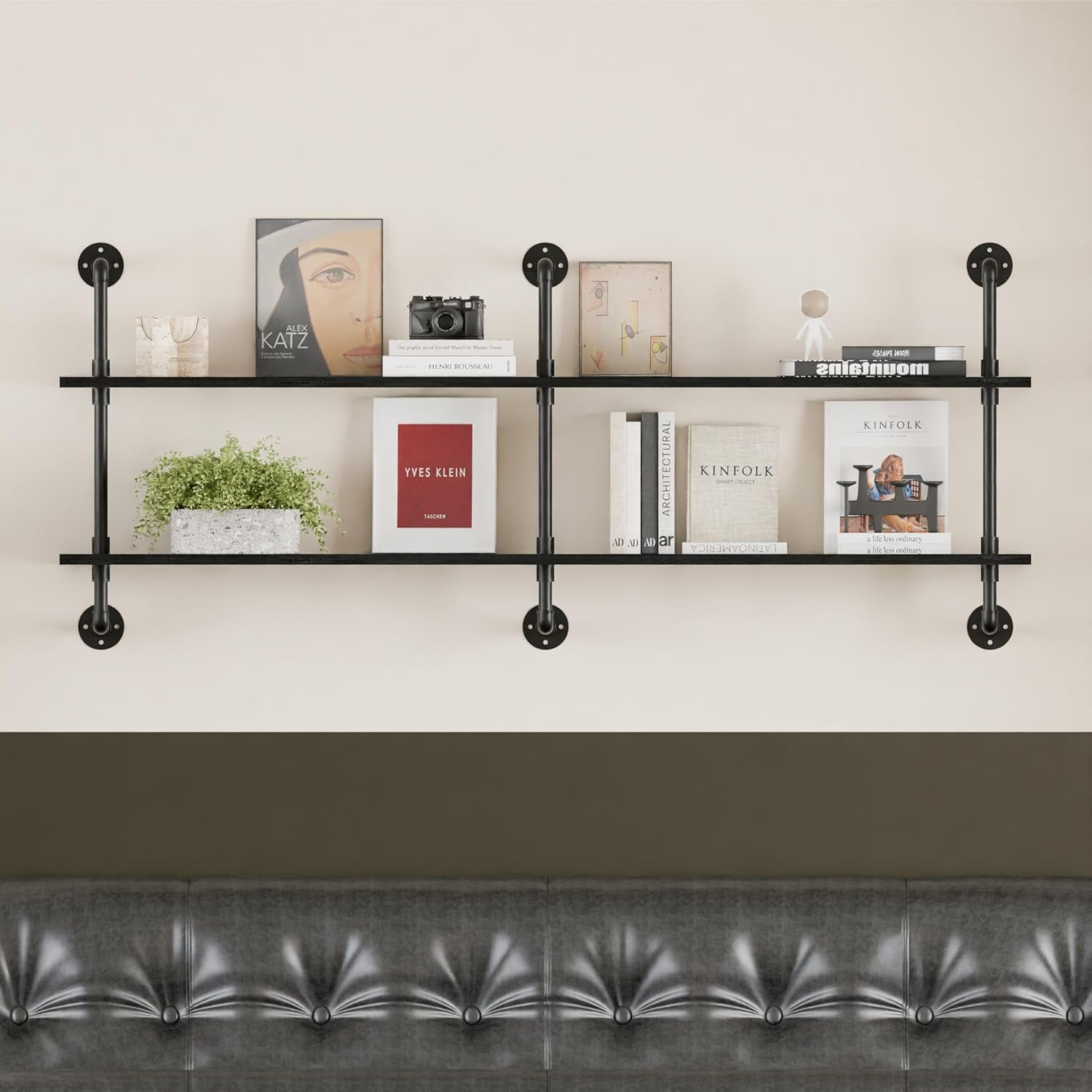 Wall Mounted Industrial Pipe Shelf Shelving Bookcase, Rustic Bookshelf ...