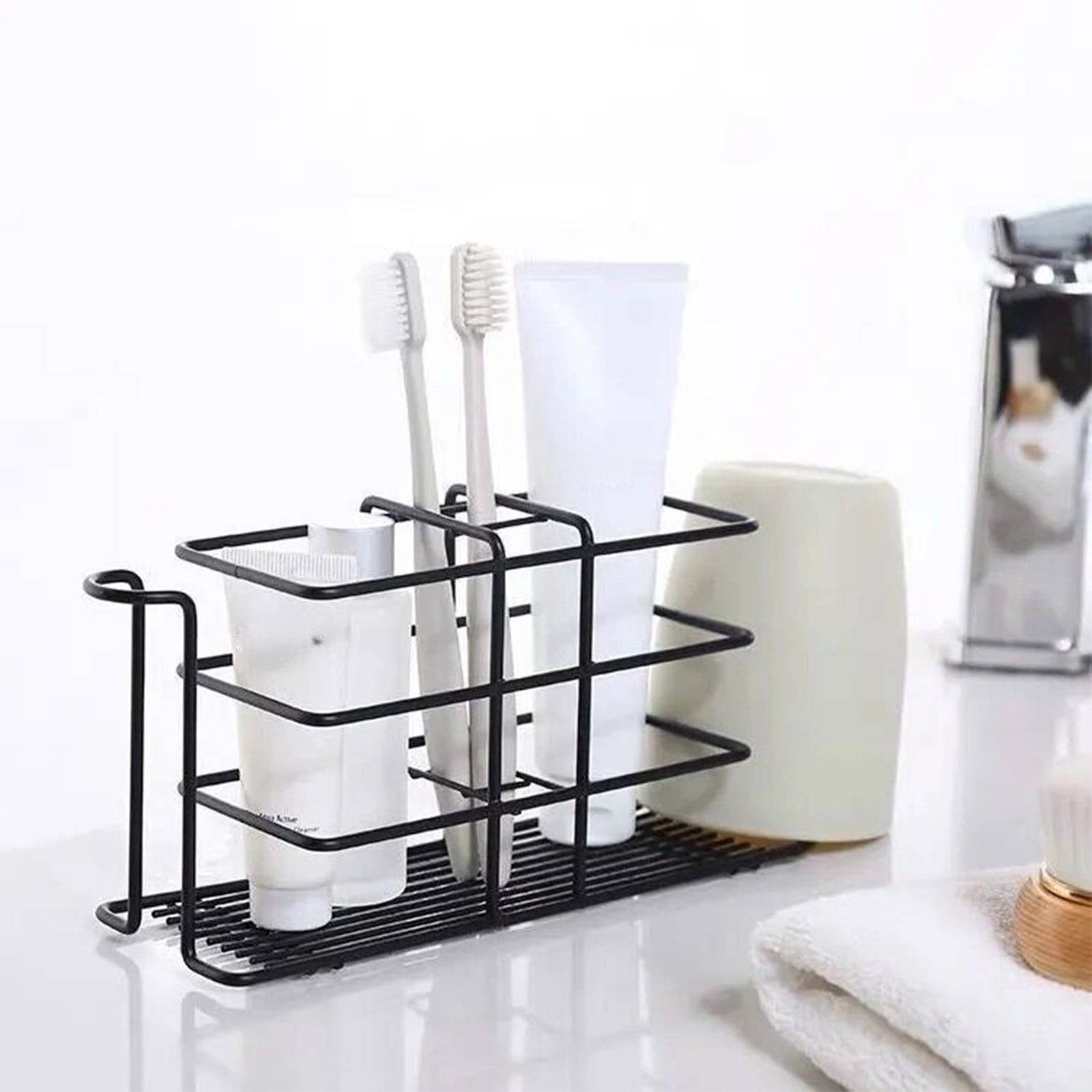 Wall Mounted Iron Toothbrush Storage Rack, Non-Perforated Bathroom ...
