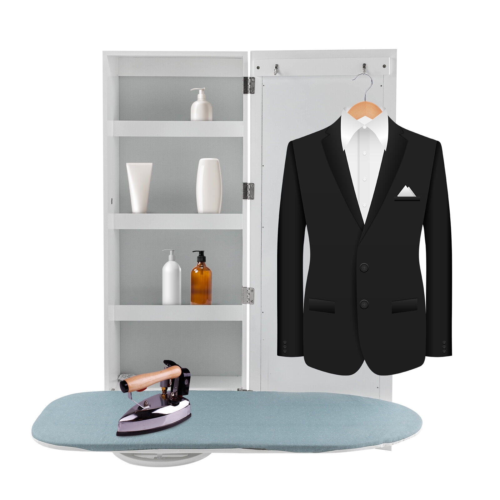 Walmart Wall Mounted Ironing Board Cabinet with Storage Door, Hanging ...