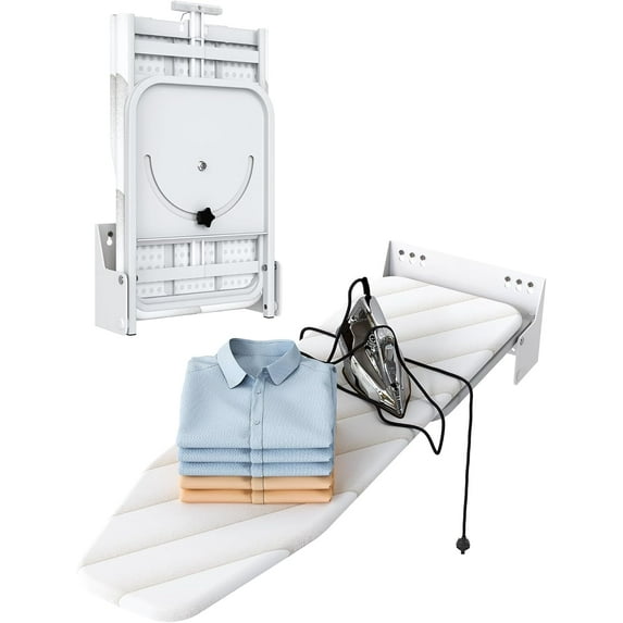 Wall Mounted Ironing Board x Fold Away Swivel Iron Board with Heat ...