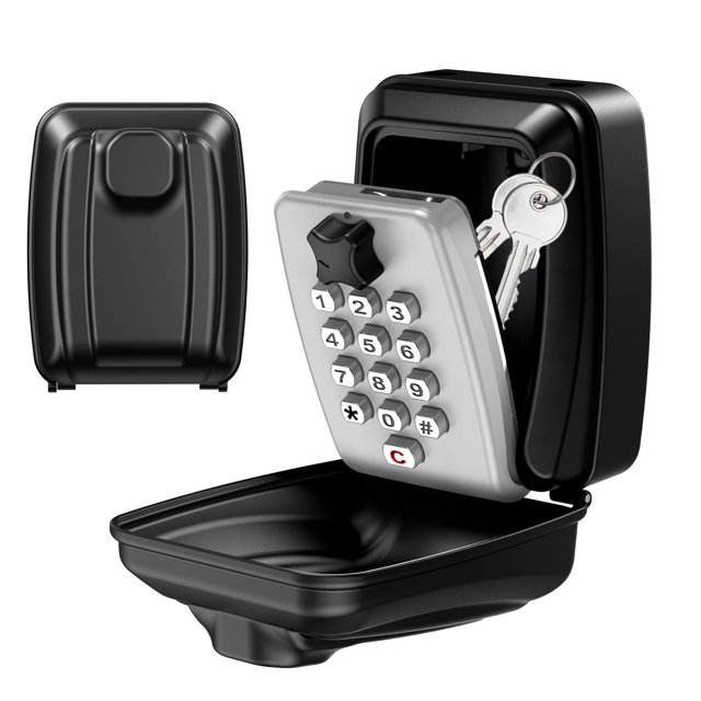 Wall Mounted Key Box, AMIR Key Lock Box Large Capacity Key Storage Box 12-Digit Push Button Key ...