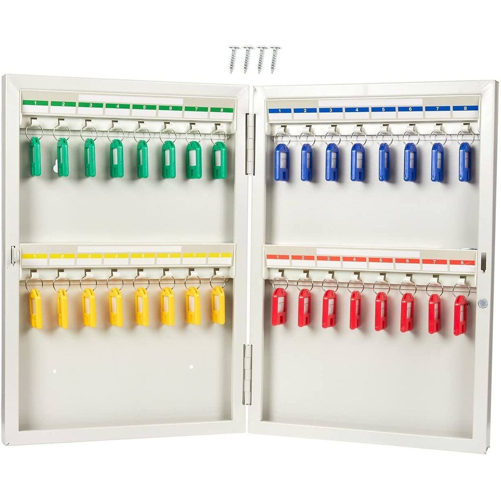 Wall Mounted Key Box Cabinet for 32 Keys with Tags, 10.25 x 15 x 2 in ...
