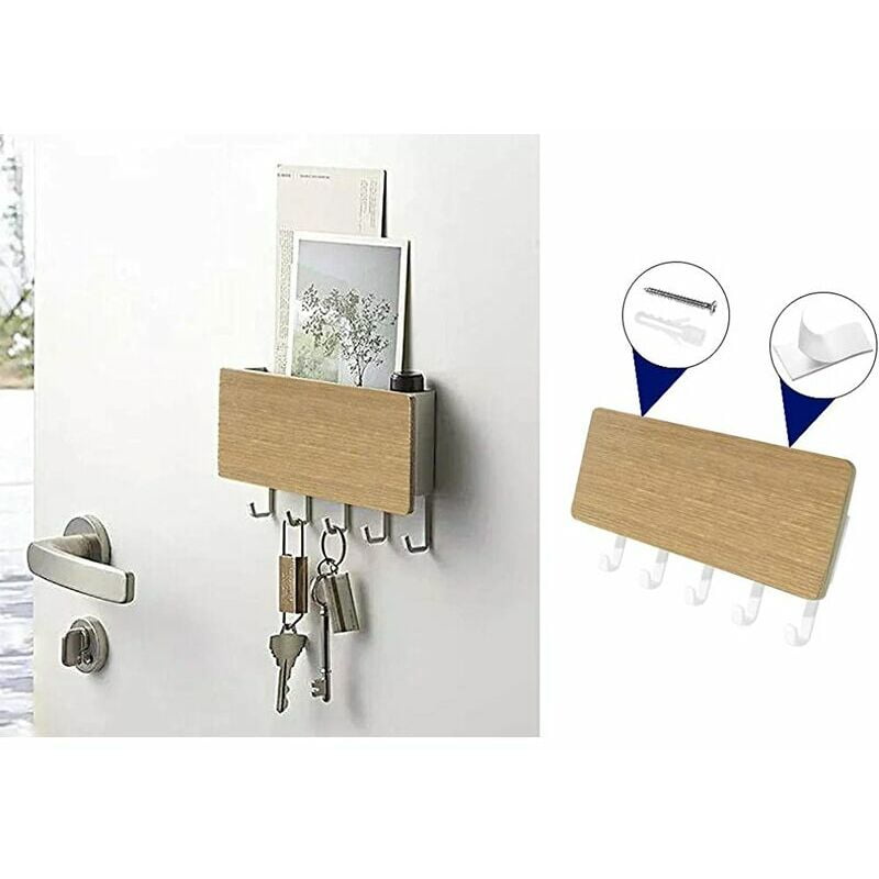 Wall Mounted Key Hook, Letter Holder and Key Rack, Organizer with 5 Key ...