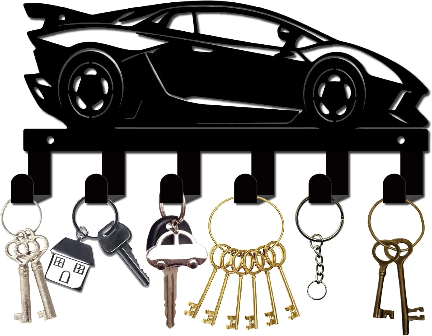 Wall Mounted Key Rack Metal Key Holder Organizer with 6 Hooks ...