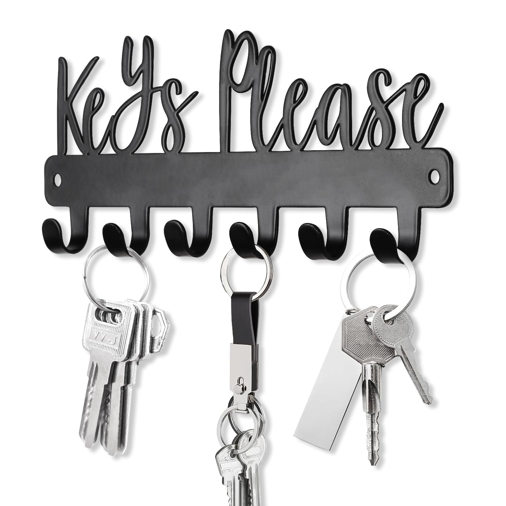 Wall Mounted Keys Please Key Holder, Compact Iron Key Rack with 6 Hooks ...