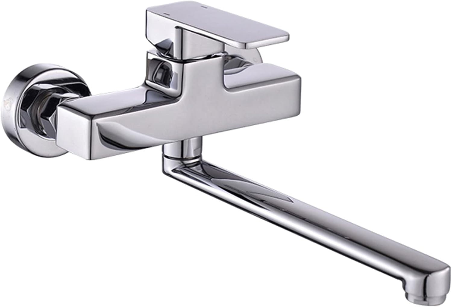 Wall Mounted Kitchen Faucet Brass Swivel Hot and Cold Water Double Hole ...