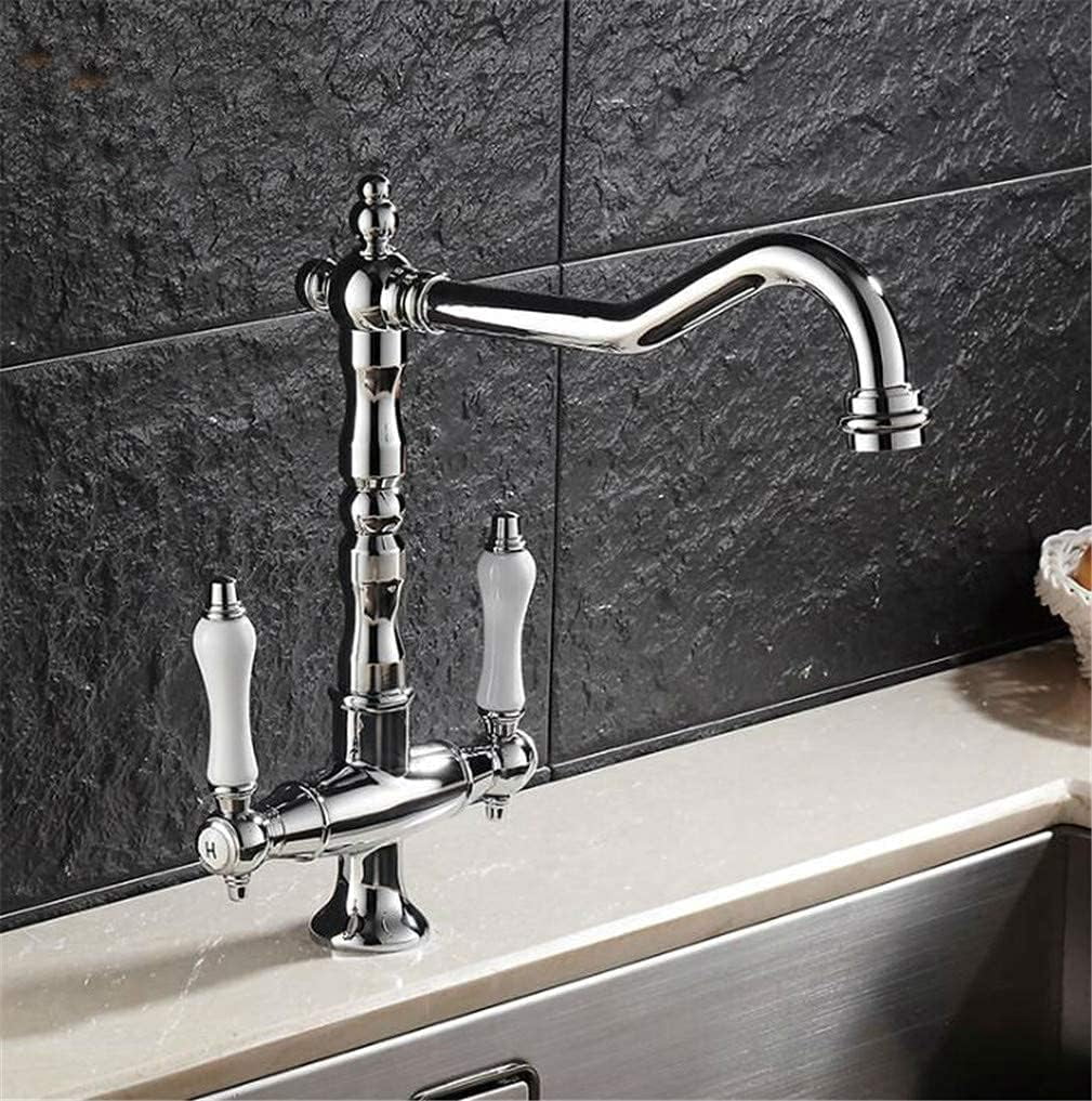Wall Mounted Kitchen Faucet Hot and Cold Water Mixer Crane Two Hole ...