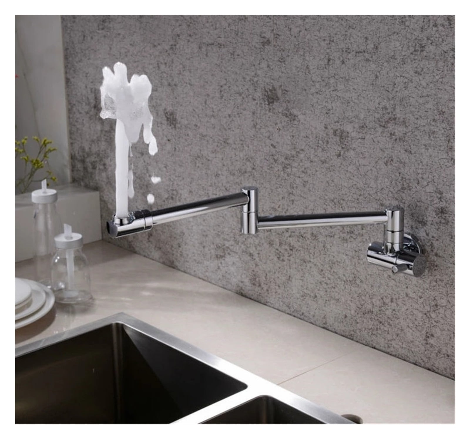 Wall Mounted Kitchen Faucets Brass Pot Filler Taps Swivel Folding ...